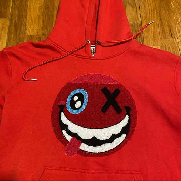 smiley face xo | Shirts | Xo Red Smiley Face Sweatshirt With Hood Size ...